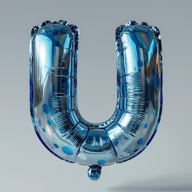 Metallic Blue Inflatable Letter U with Reflective Details Stock ...