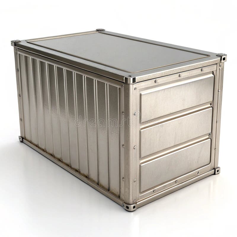 3D Rendering of Metallic Container Box Isolated on White Background ...
