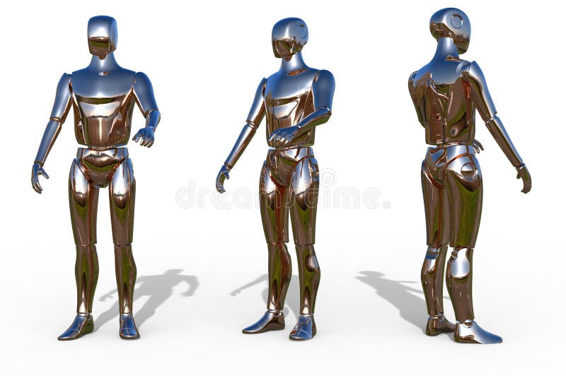 3D Rendering - Metallic Cyborng Stock Illustration - Illustration of ...