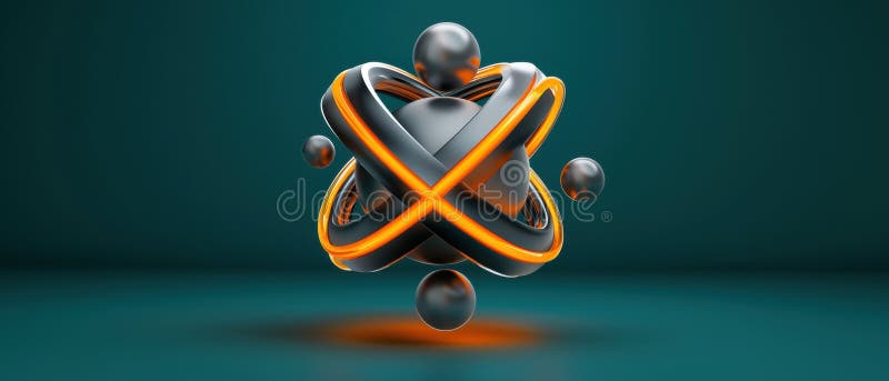 A 3D Rendering of a Metallic Sphere with a Glowing Orange Ring Encircling it, Set Against a Dark ...