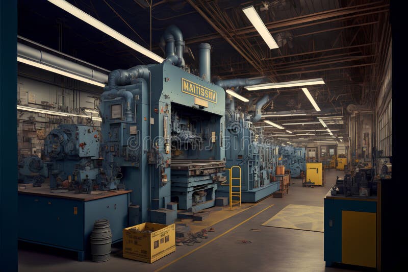 3d Rendering of a Metalworking Machine Inside a Factory Building. Stock ...