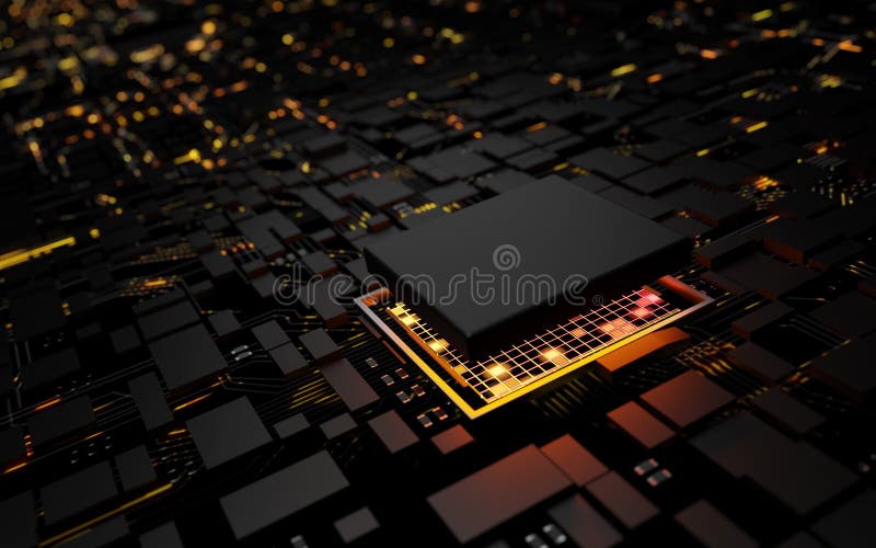 3D Rendering Microprocessor CPU Chipset Central Processor Unit on the Illumination Circuit ...