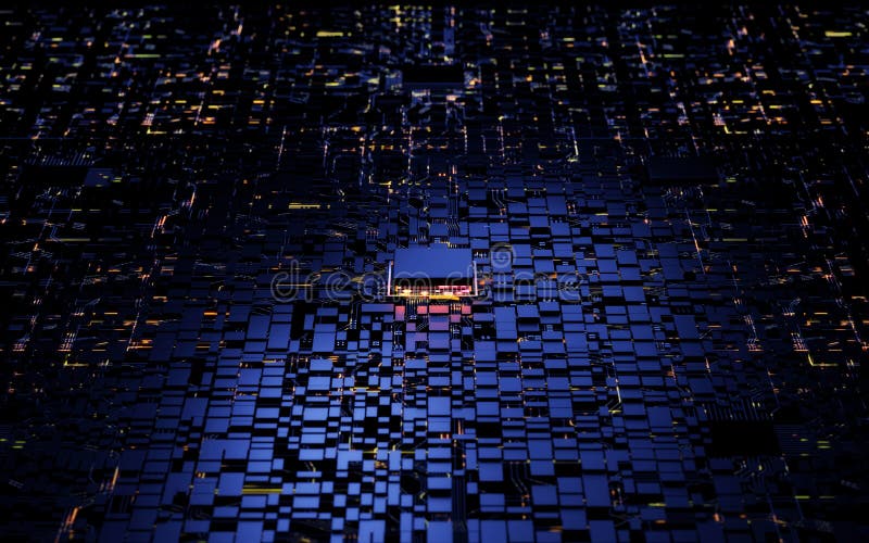3D Rendering. CPU Central Computer Processors Cyber Technology Concept ...