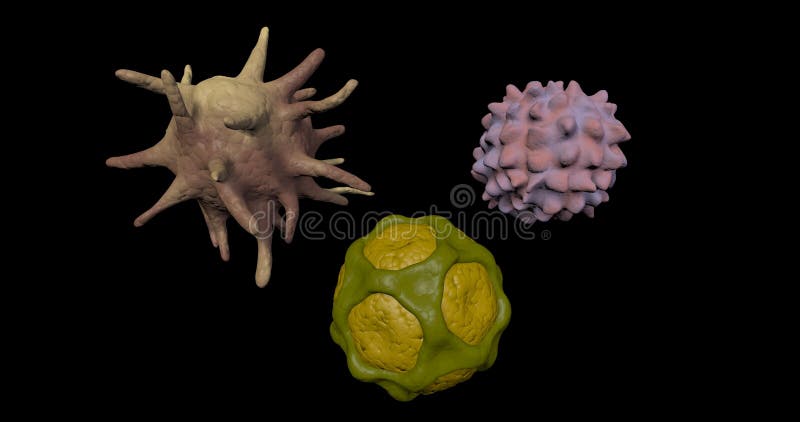 Pollen Grains, Bacteria, Virus Microbial Structures Extreme Close Up ...