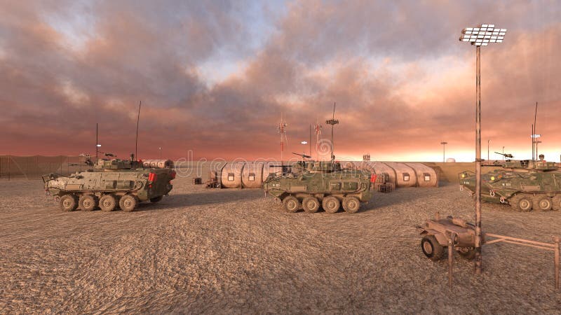 3D Rendering of the Military Camp Stock Illustration - Illustration of ...