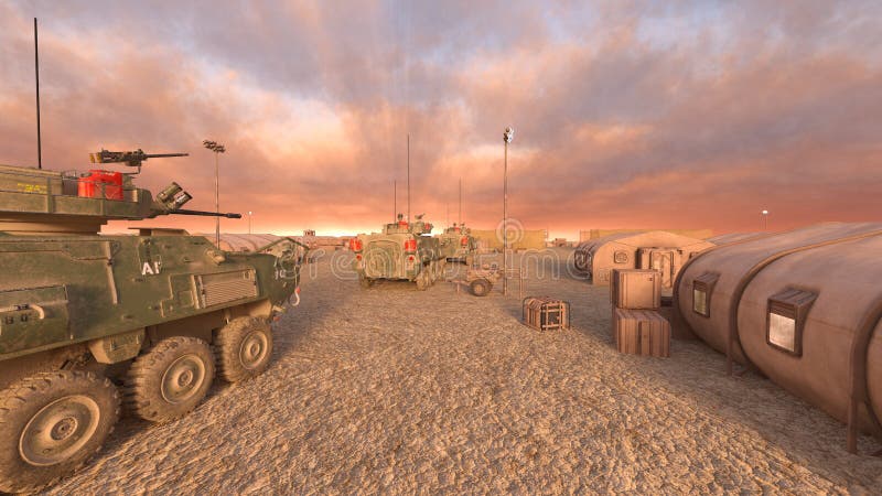 3D Rendering of the Military Camp Stock Illustration - Illustration of ...