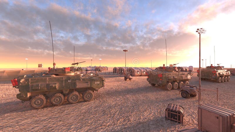 3D Rendering of the Military Camp Stock Illustration - Illustration of ...