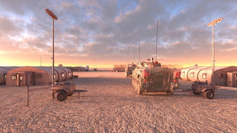 3D Rendering of the Military Camp Stock Illustration - Illustration of ...