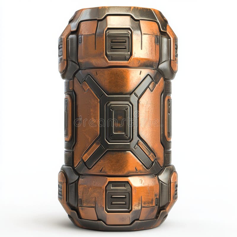 A 3D Rendering of a Military-style Science Fiction Barrel on a White ...