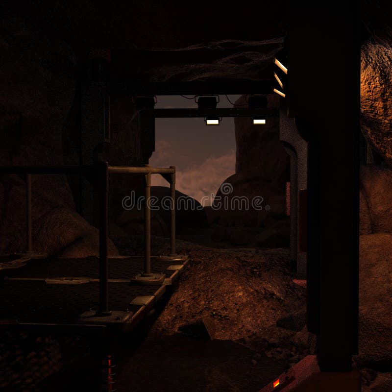 3D-illustration of a Mining Tunnel on an Asteroid Stock Illustration - Illustration of science ...