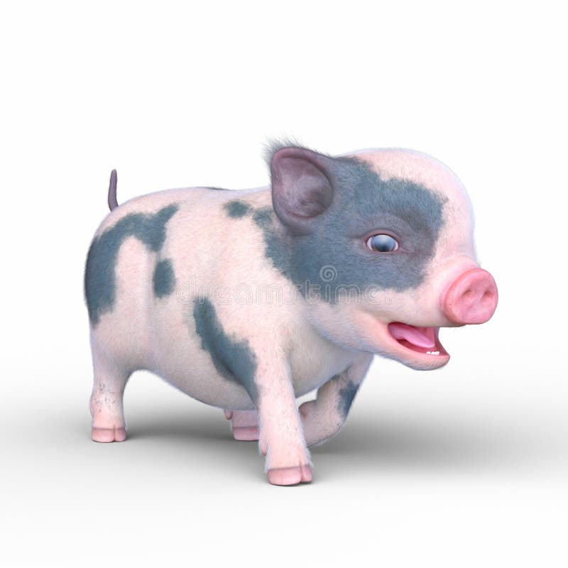 3D Rendering of a Miniature Pig Stock Illustration - Illustration of ...