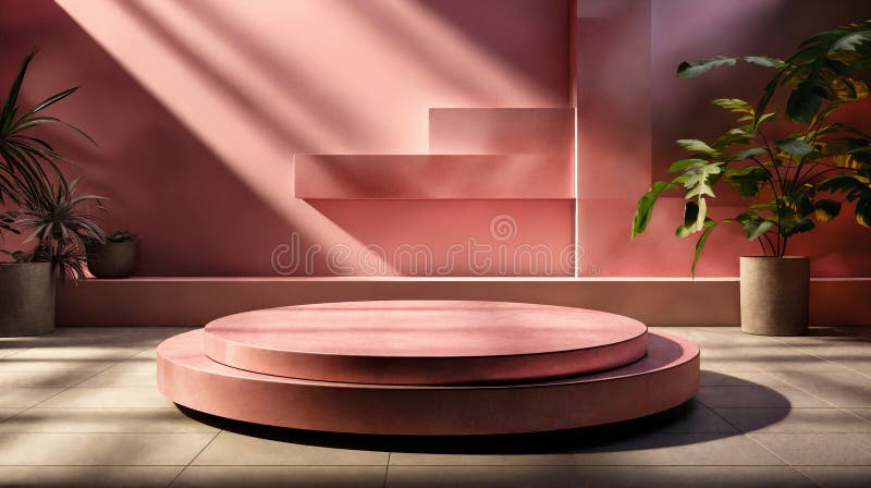 3d Rendering of Minimal Geometric Forms. Pink Podium for Your Design ...