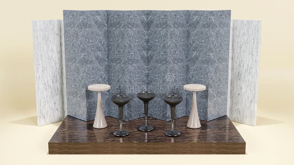 3d Rendering of Minimal Natural Material Stage with Modern Seats for ...
