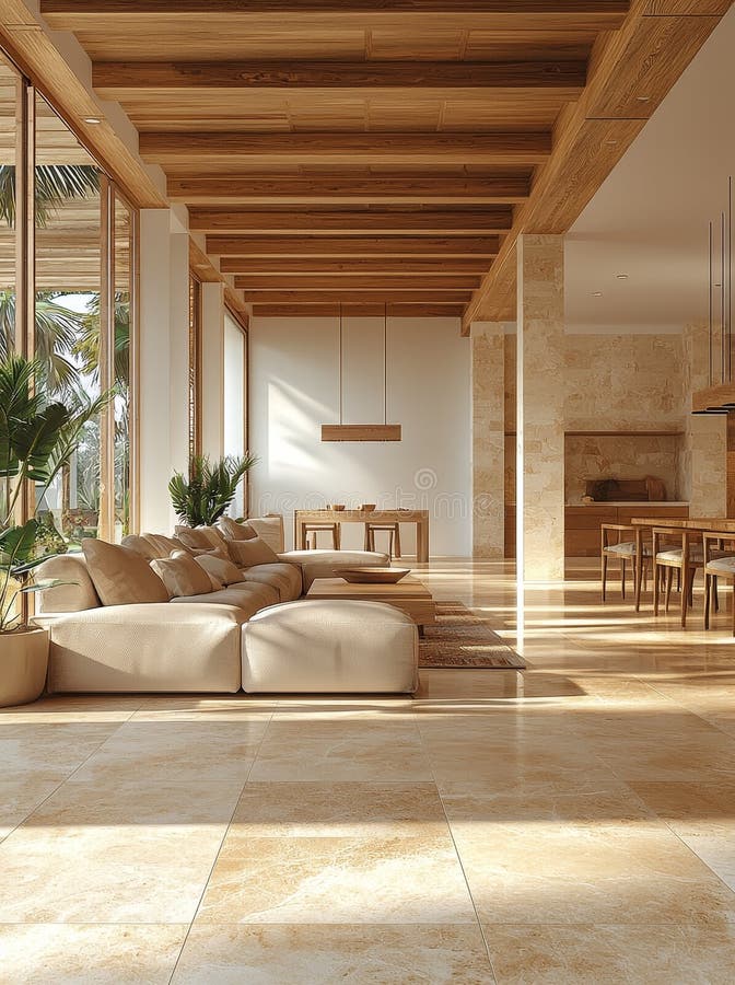 3D Rendering of a Minimalist Interior for a Modern Living Room Stock ...