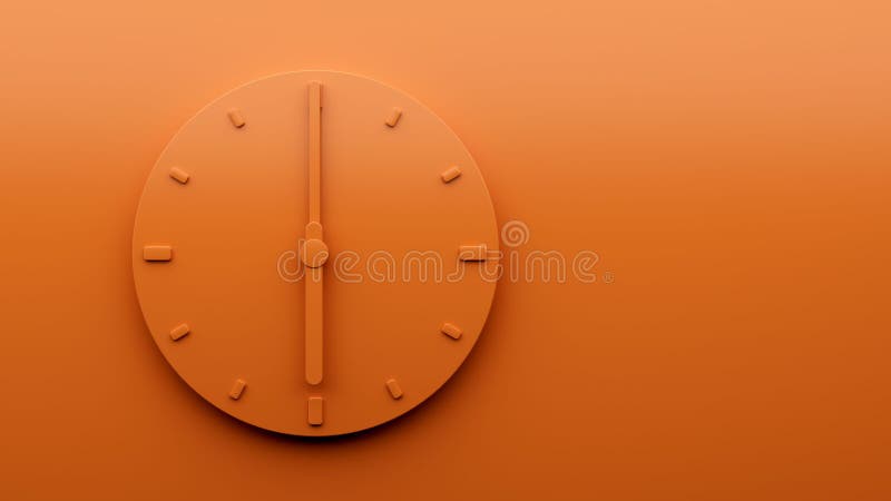 3d Rendering of a Minimalistic Orange Wall Clock Showing a Quarter Past ...