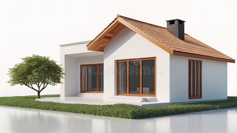 3D Rendering of a Minimalistic Simple House on a White Background ...