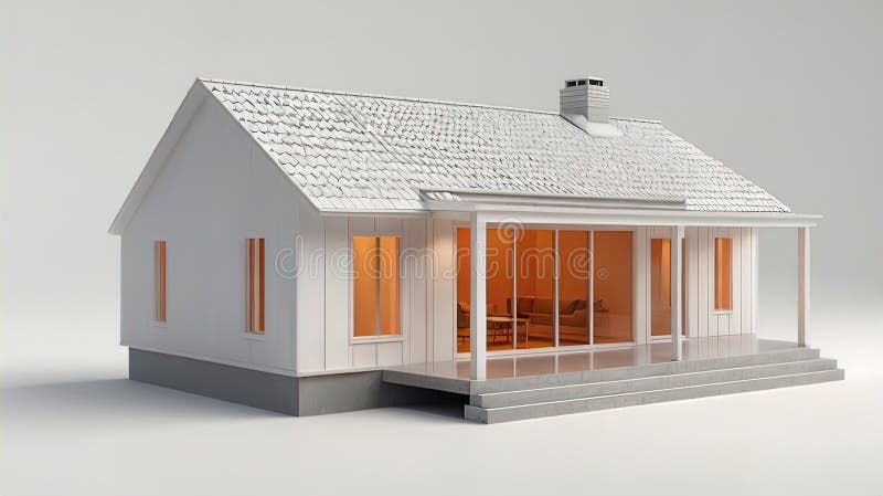 3D Rendering of a Minimalistic Simple House on a White Background ...