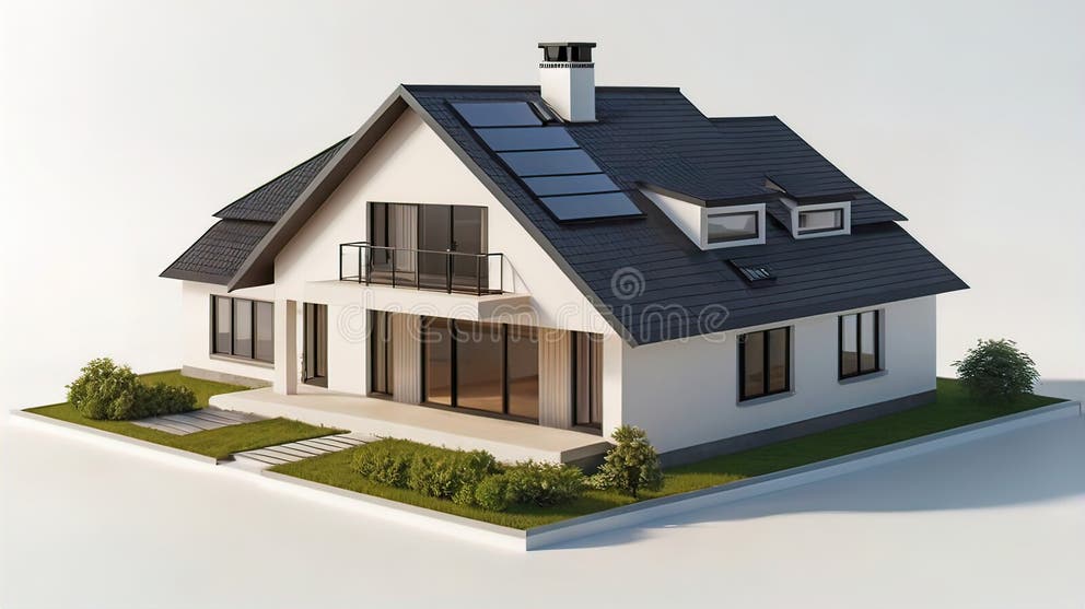 3D Rendering of a Minimalistic Simple House on a White Background ...