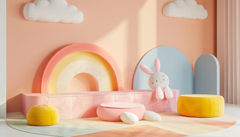3d Rendering of Minimalistic Stage for Kids Product Display Background ...