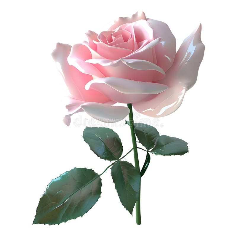 3D Rendering of a Mint Rose or Pink Color Flower on Transparent ...