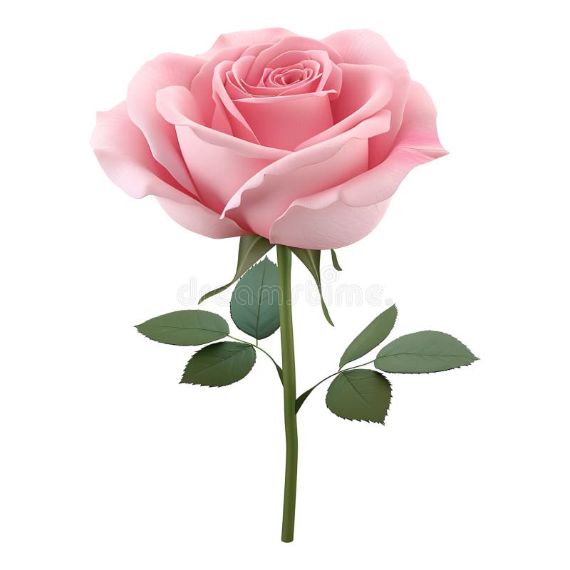 3D Rendering of a Mint Rose or Pink Color Flower on Transparent ...