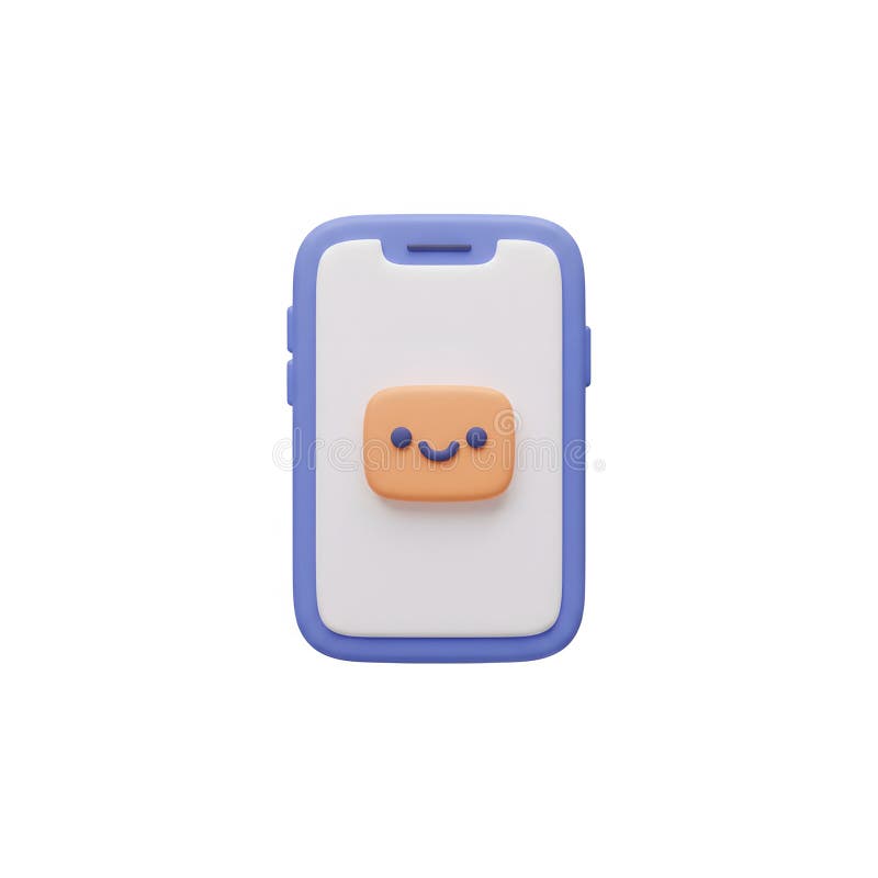 3D Mobile Phone with Smiling Face on Screen Illustration Stock ...