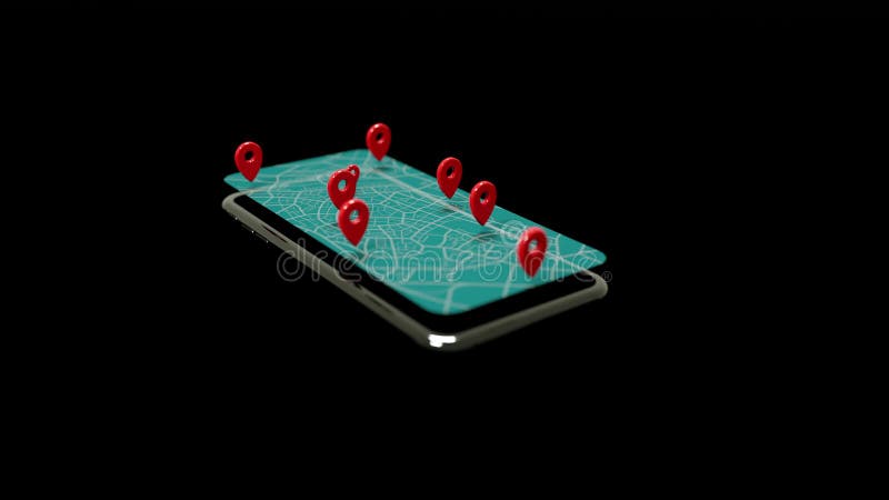 3D Rendering Mobile Smartphone with Destination Target Pointer and ...