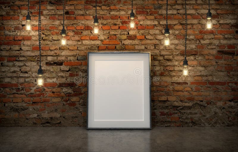 3d Rendering - Mock-up - an Empty Picture Frame in Front of a Stone ...