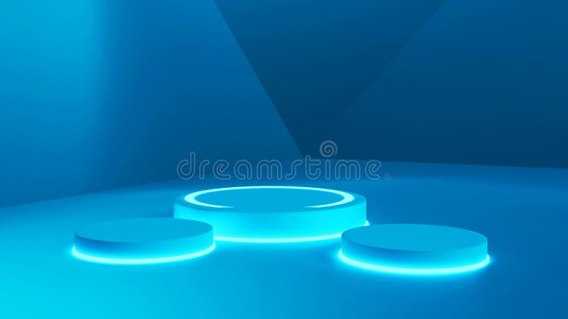 3d Rendering Model, Blue Fluorescent Abstract Rendering Stage ...