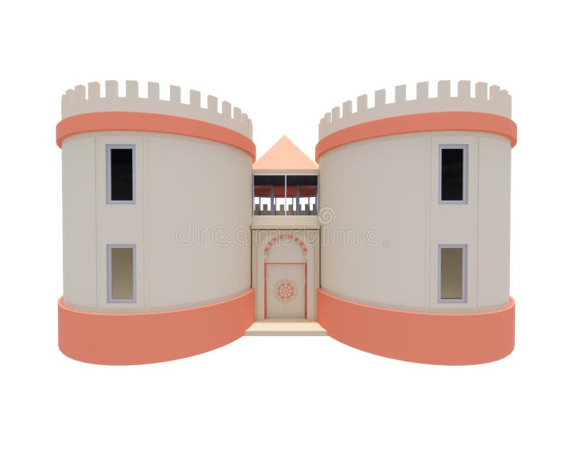3d Rendering Model of Modern Minimalist Orange Castle Architecture ...