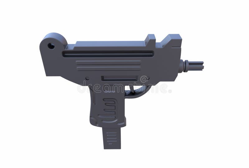 3d Rendering of the Model Submachine Gun Right-side View on White ...