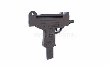 3d Rendering of the Model Submachine Gun Right-side View on White ...