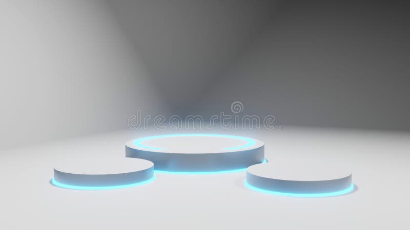3D Rendering Model, White Fluorescent Abstract Rendering Stage ...