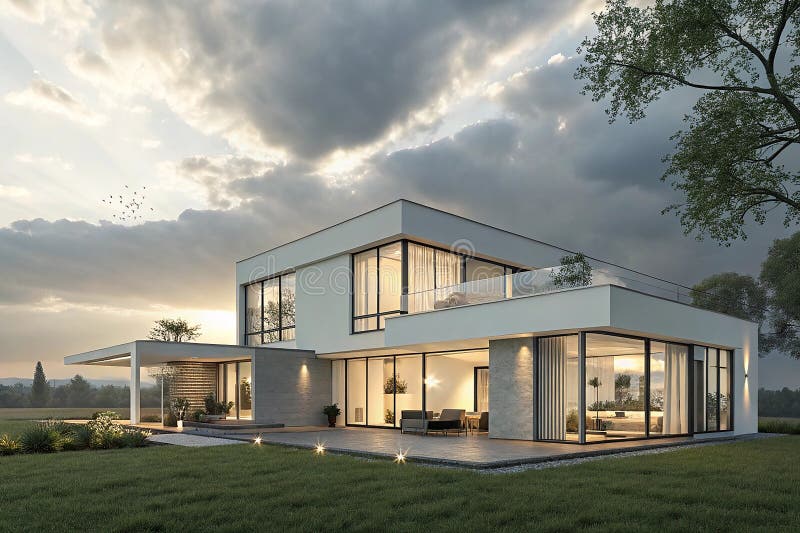 3d Rendering of a Moder House Stock Illustration - Illustration of ...