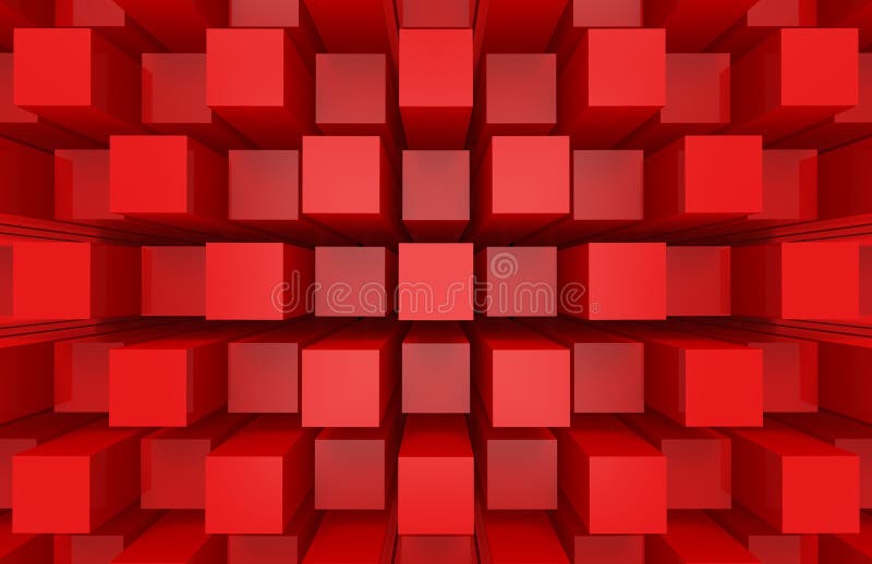3d Rendering. Modern Abstract Random Red Square Cube Box Bar Stack Wall ...