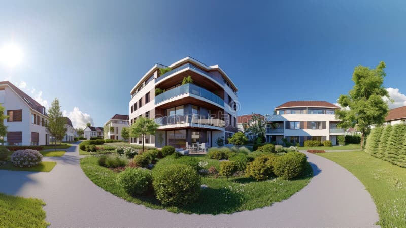 A 3D Rendering of a Modern Apartment Complex. Perfect for Showcasing ...