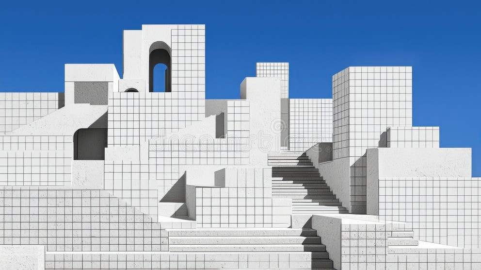 A 3D Rendering of a Modern Architectural Structure with a Geometric ...