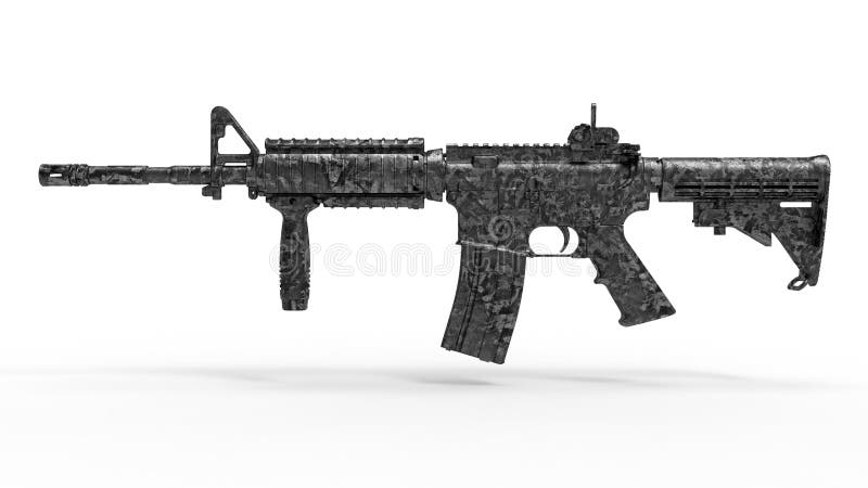 Two Modern Assault Rifles - Back View Stock Illustration - Illustration ...