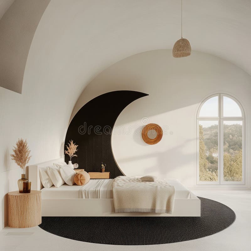 3D Rendering of a Modern Bedroom Interior Design with a Black Wall ...