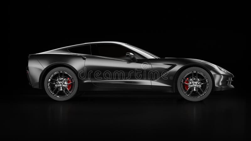 3d Rendering of a Modern Black Sedan Car with Studio Light. Stock ...