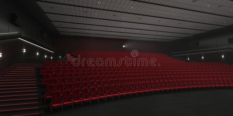 3D rendering modern cinema stock illustration. Illustration of screen ...