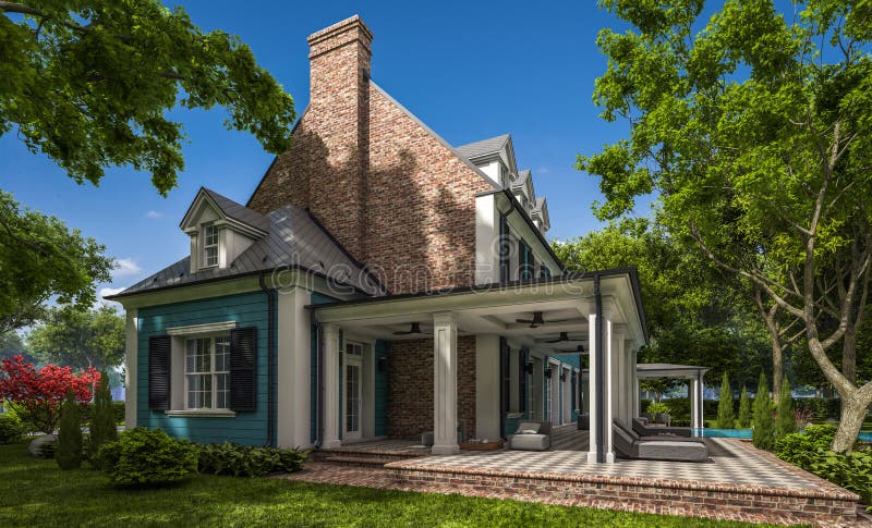 3d Rendering of Modern Classic House in Colonial Style Stock ... 3d Rendering of Modern Classic House in Colonial Style Stock ...