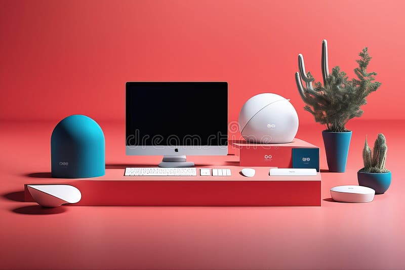 3 D Rendering of Modern Computer Mouse with Laptop on a Table3 D ...