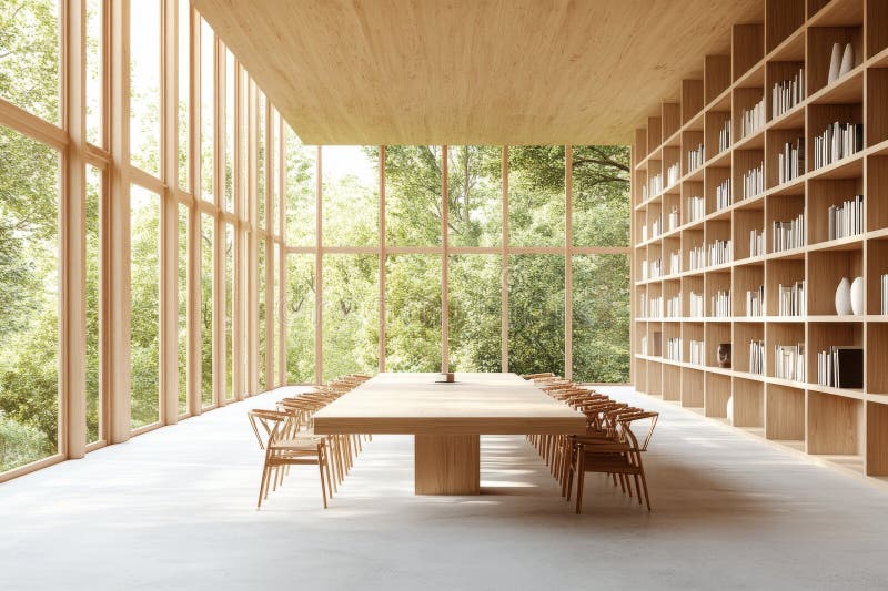 3D Rendering of a Modern Conference Room Featuring Wood Elements and ...