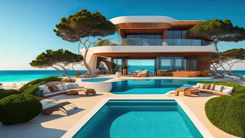 3d Rendering of Modern Cozy House with Pool and Parking for Sale or ...