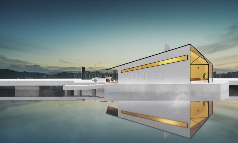 3d Rendering of Modern Cozy White Polygon Shape Design Building Stock ...