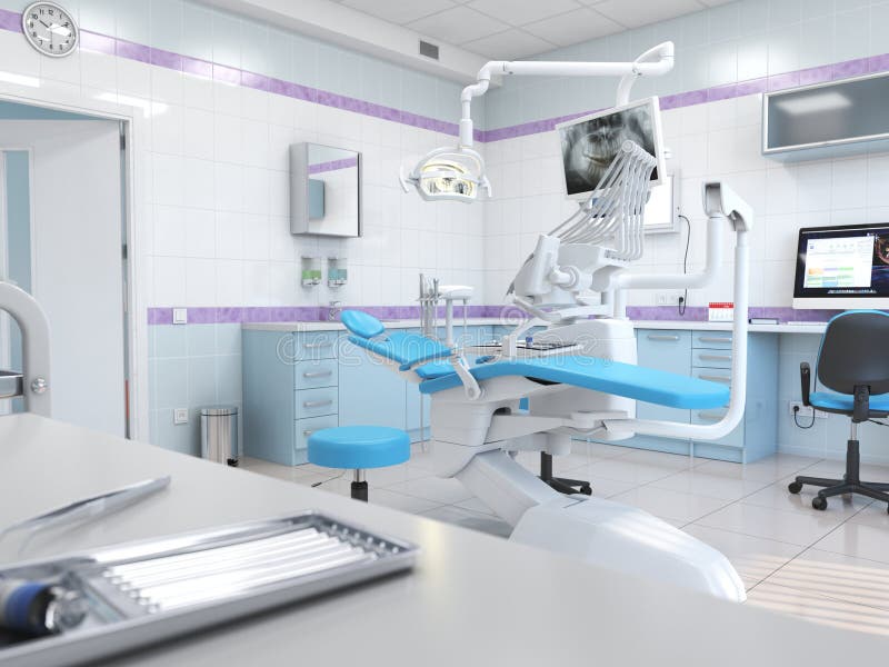 3D Rendering Modern Dentist`s Office Stock Illustration - Illustration ...