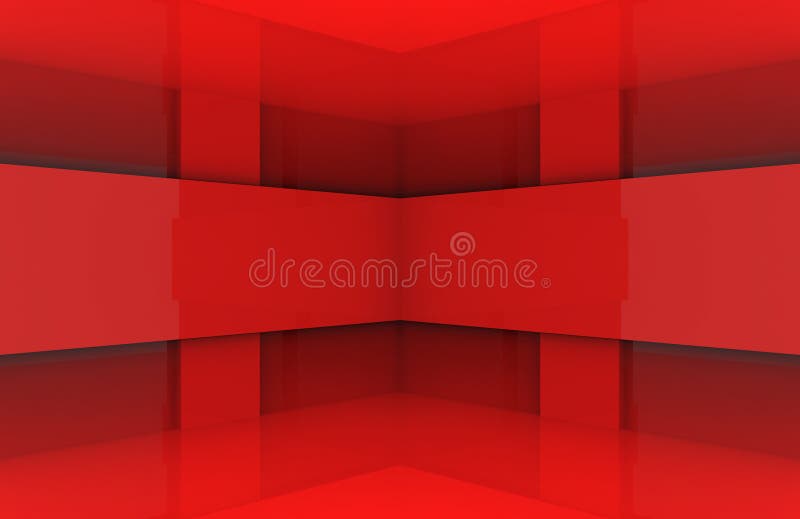 3d Rendering. Modern Design Red Panel Box Corner Wall Background. Stock ...