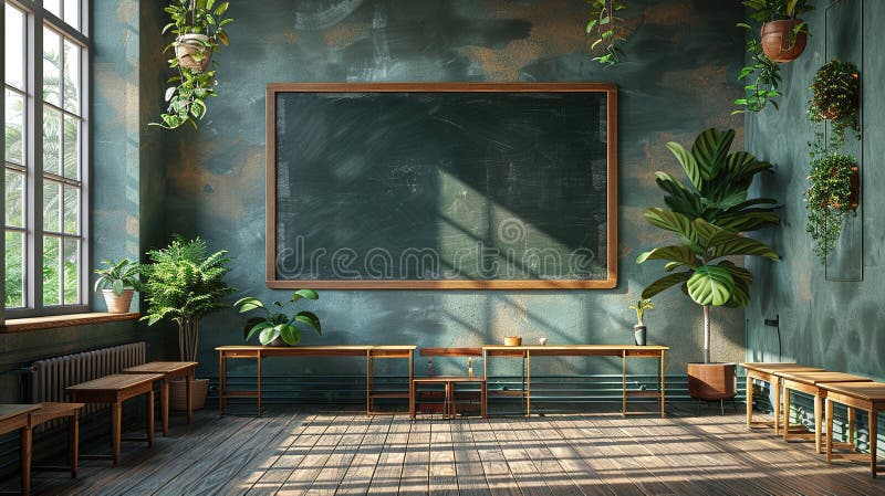 3d Rendering of a Modern Empty Classroom with a Board Stock ...