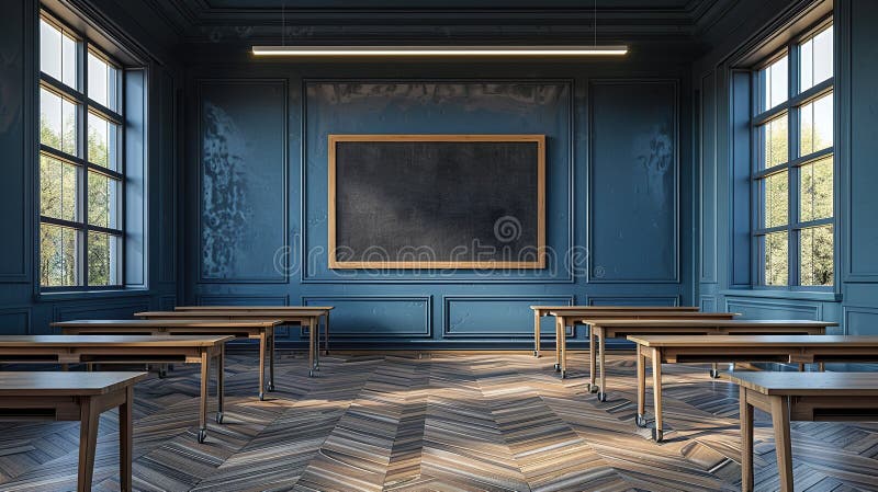 3d Rendering of a Modern Empty Classroom with a Board Stock ...